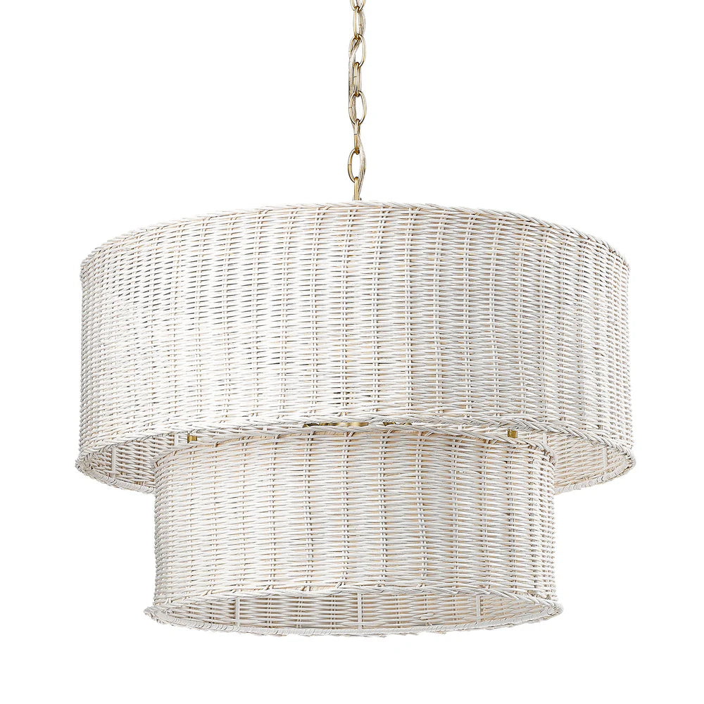 Golden Lighting 1084-6 BCB WW Erma 6 Light 2 Tier White Wicker Chandel ...