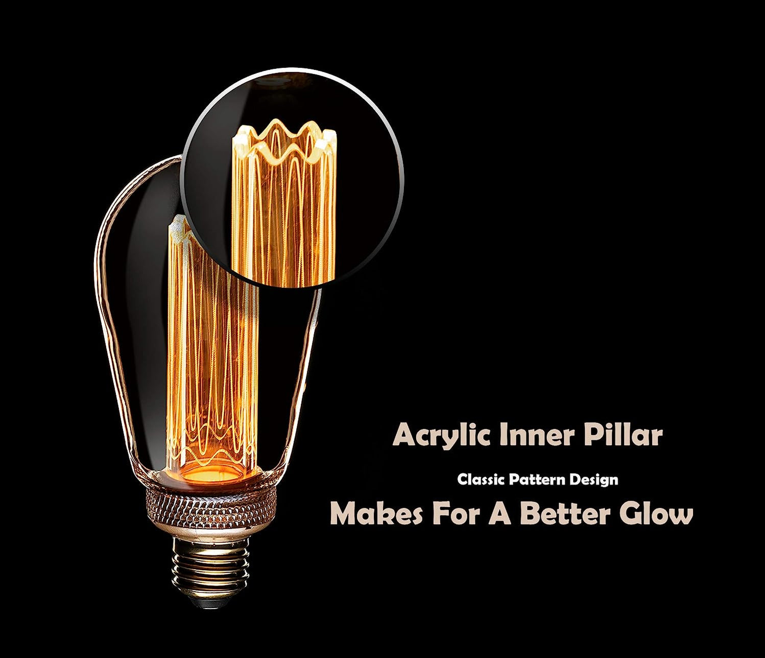Next Glow NEOLDST64DB35W902 ST64 Amber Edison Bulb with LED Pillar ...