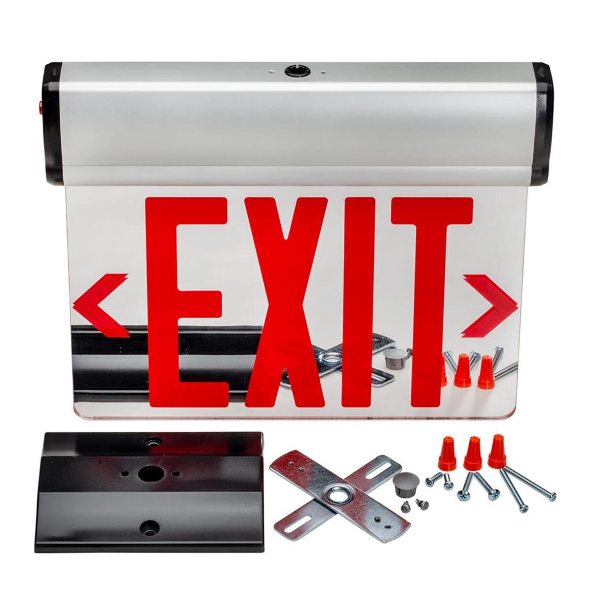 Topaz Edge-Lit LED Exit Sign Double Face Red/Mirrored 120/277V ...