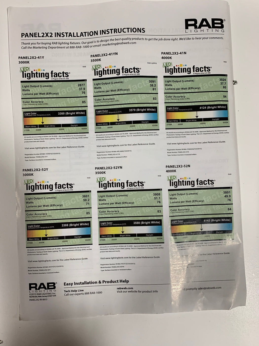 RAB Lighting PANEL2X2-41N - 2' x 2' Recessed LED Panel -41 Watt 4000K ...