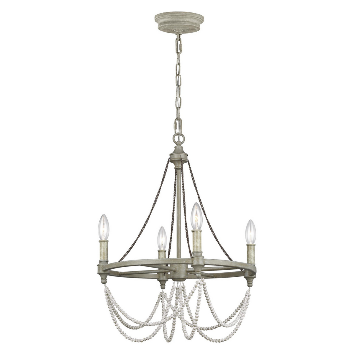 Feiss Beverly French Washed Oak Four Light 18" Chandelier — LightStoreUSA