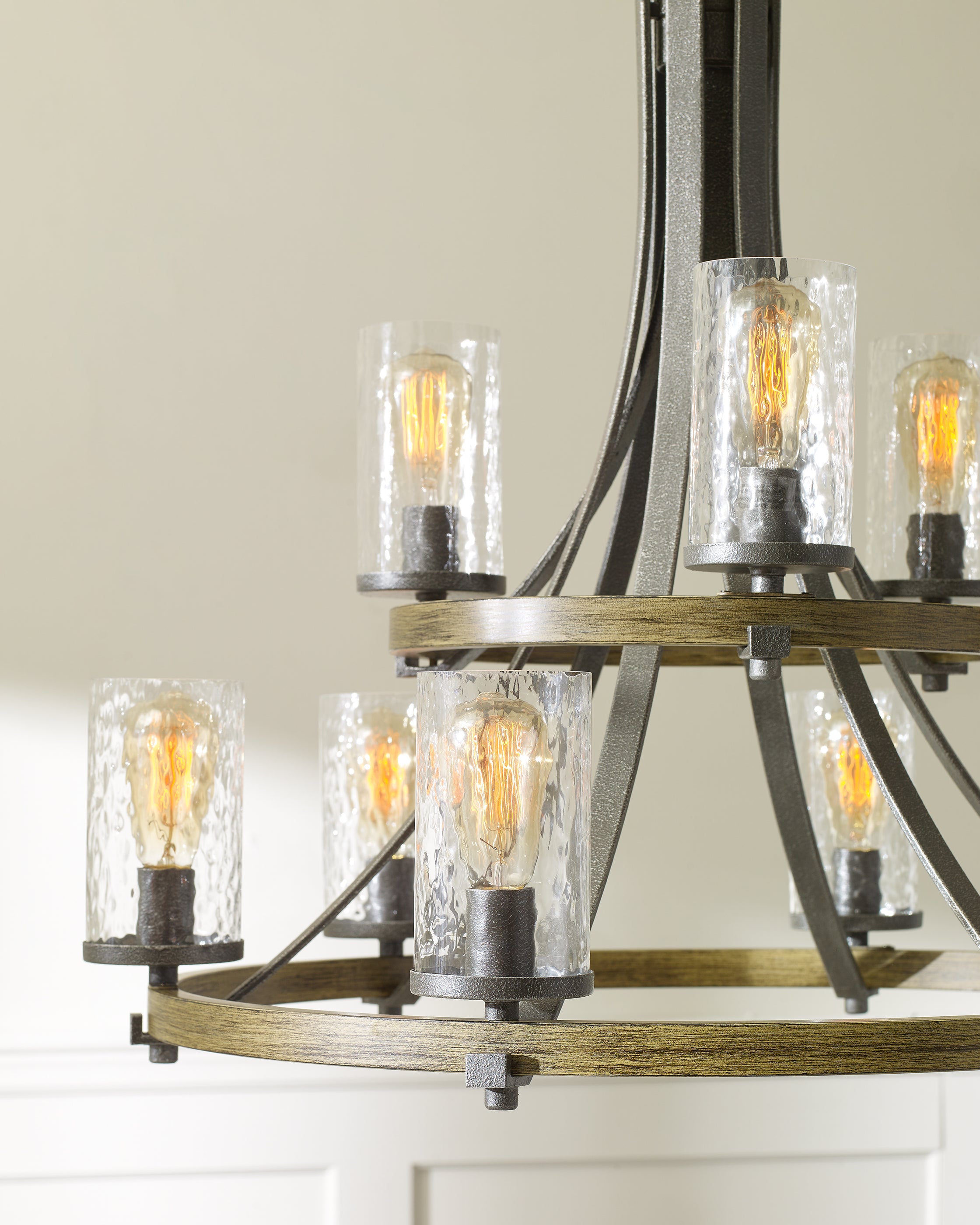 Feiss Angelo Distressed Nine Light Two-Tiered Chandelier — LightStoreUSA
