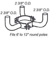 Pole to three tenon mount for 6 thru 12 inch round poles — LightStoreUSA