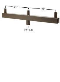 Square tenon bar with three vertical tenon mounts 48 inch — LightStoreUSA