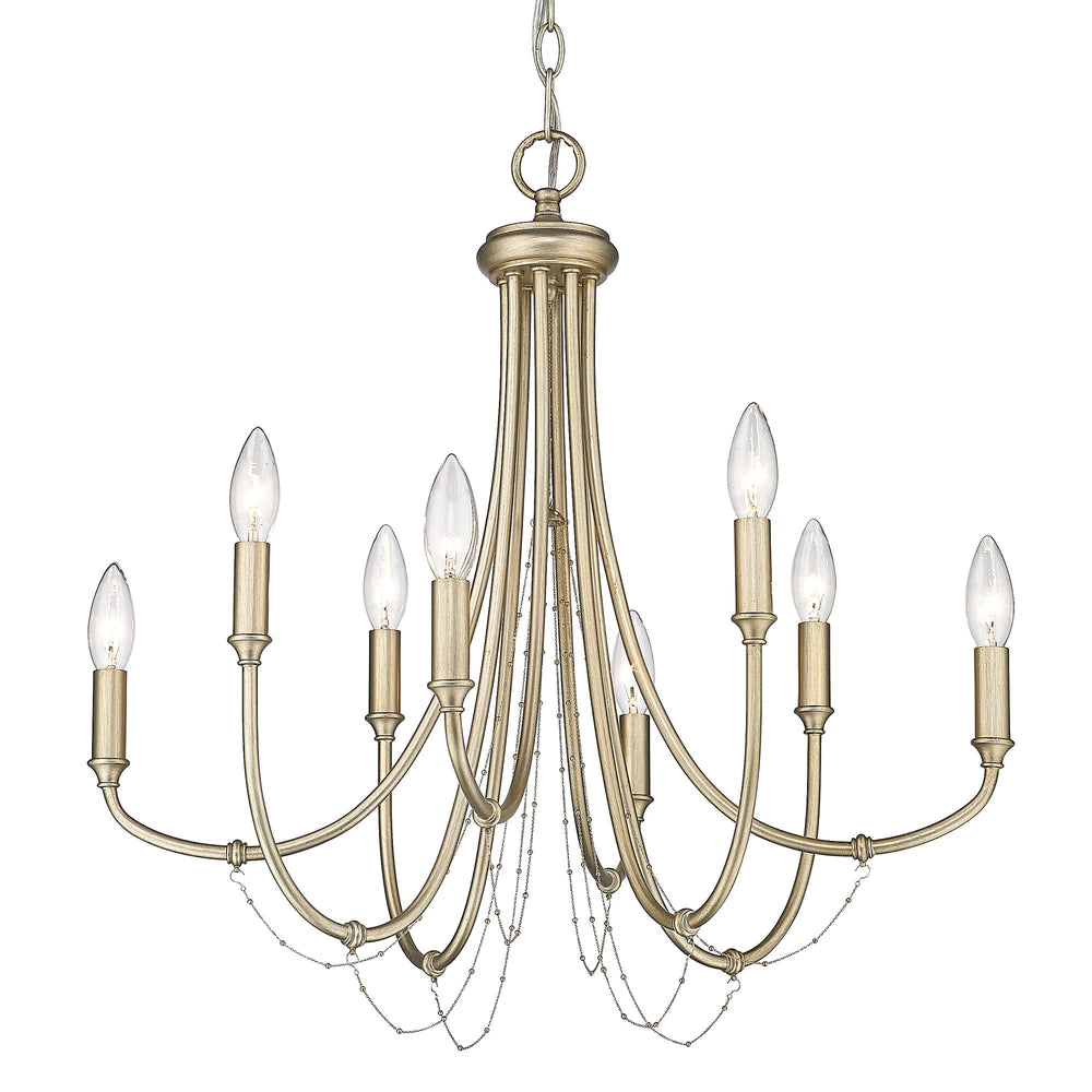Golden Lighting 8322-8 WG Kamila 8 Light Brushed Gold Chandelier With ...